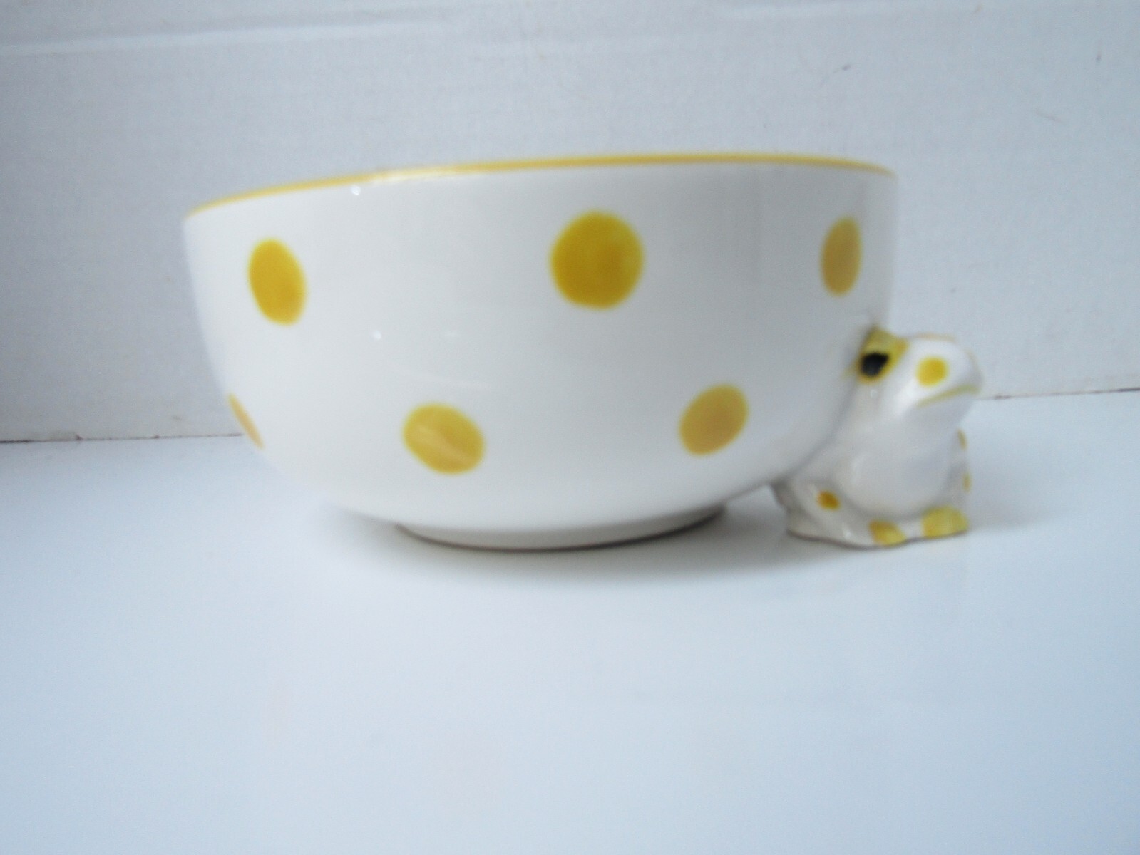 Vintage Schmid Design Folio Frog Toad Polka Dot Yellow Open Bowl 5" x 2 ...