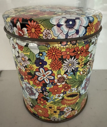 Vintage Tin Mod Cannister 4.5" Flower Power Retro Container | eBay