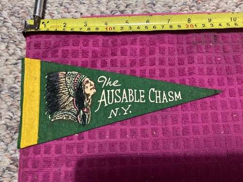 VTG New York - Ausable Chasm Pennant INDIAN Native American HEADDRESS ...