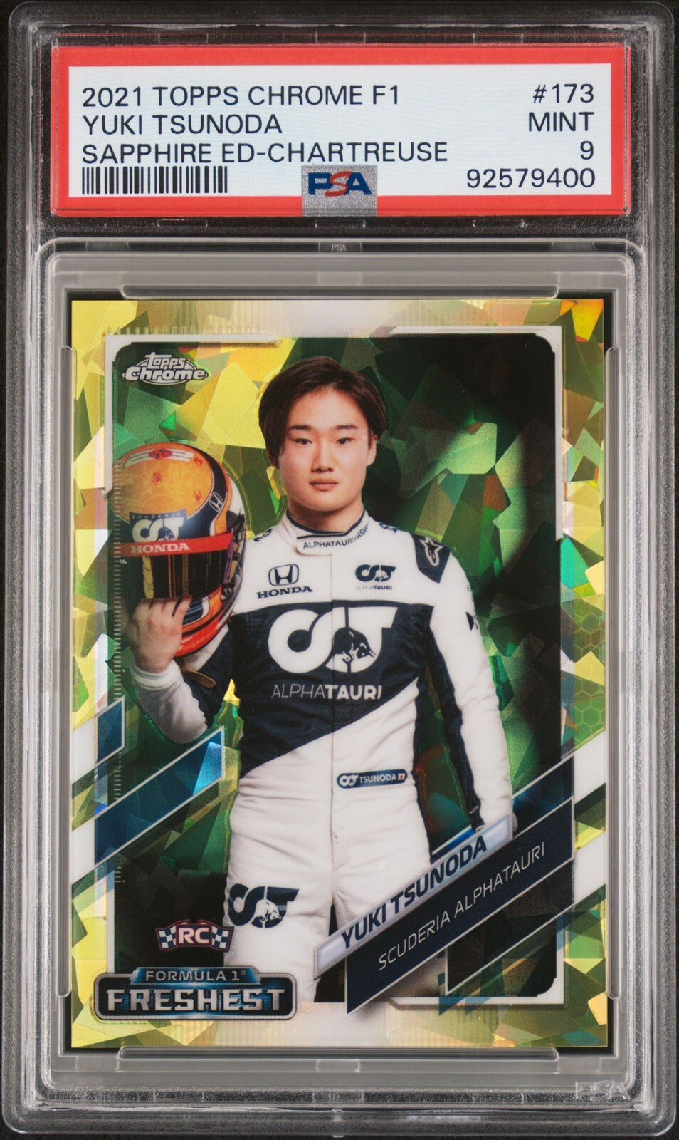 2021 Topps Chrome F1 Sapphire Edition Yuki Tsunoda Chartreuse RC #/199 ...