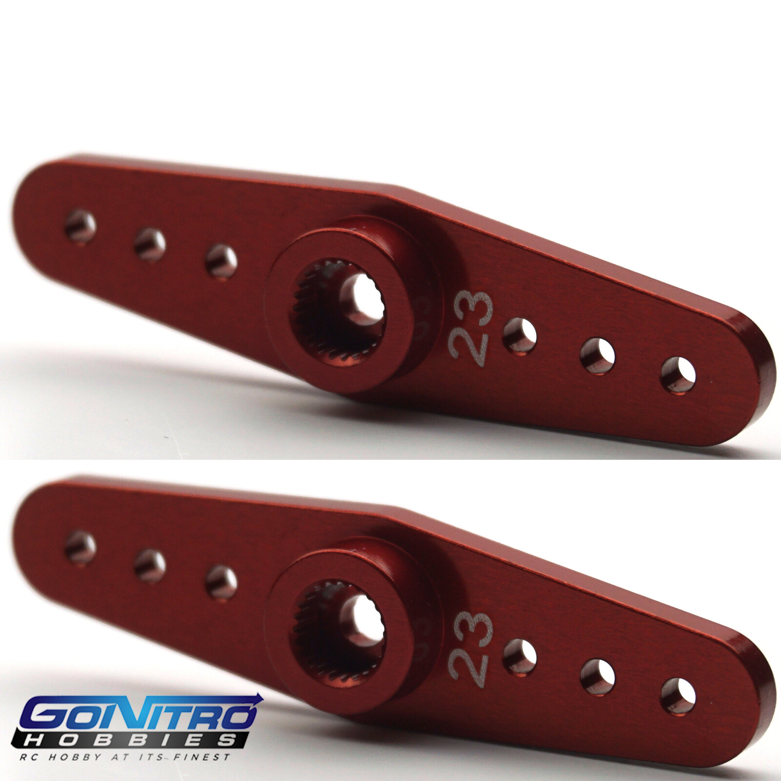 Go Nitro Hobbies 23T Aluminum 2 Way Servo Arm 2 Red JR / Airtronics ...