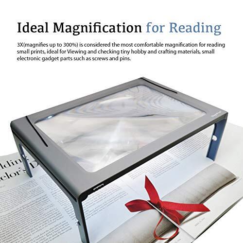 3X Large Full Page Magnifier with 12 LED Lights Foldable Flip-Out Legs ...