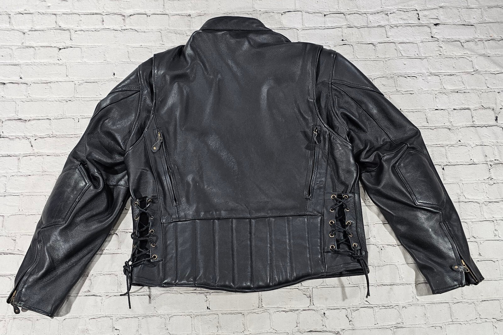 Custom Leather Motorcycle Biker Jacket Pockets Elbow … - Gem