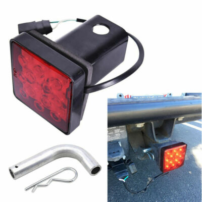 2" Trailer Hitch Tow Bar Tip Cover 12LED Brake Tail Light Stop Lamp for ...