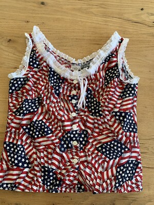 Traditional General Store Patriotic Cotton Top Women’s L Red White Blue ...
