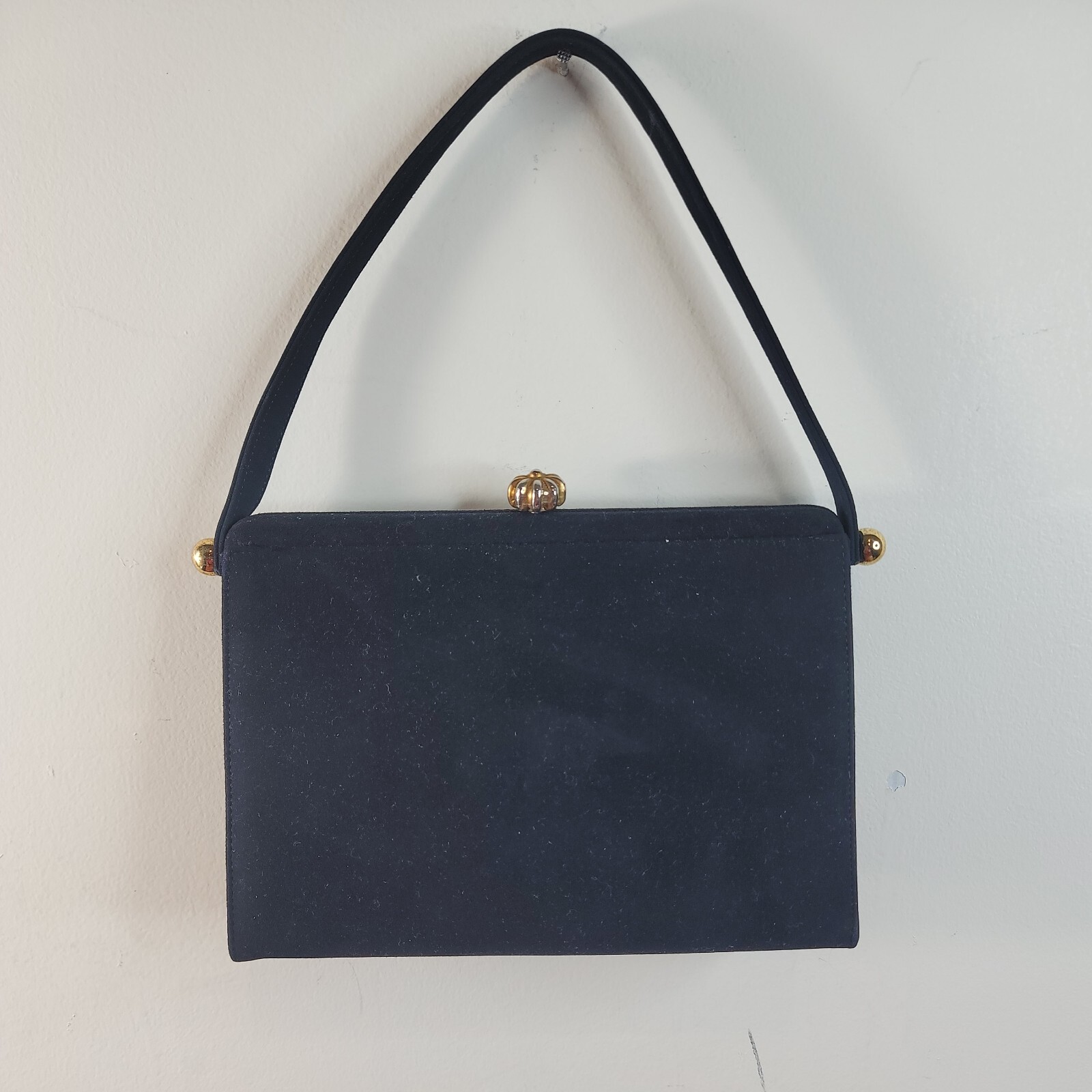 Vintage Coblentz Black suede leather purse turtoise mirror & Satin Coin ...