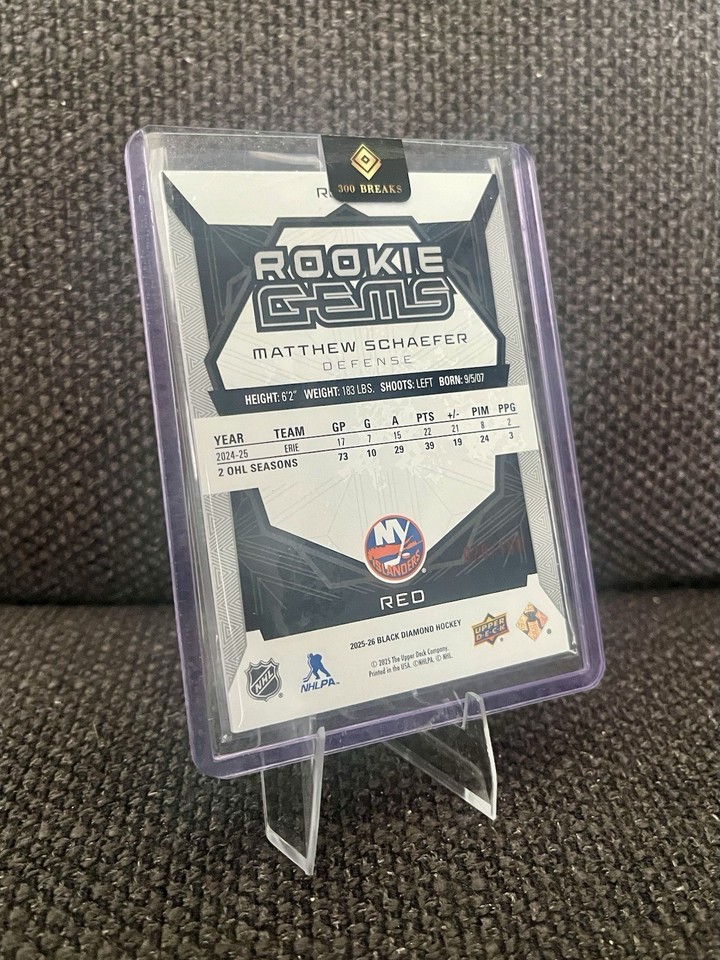 Matthew Schaefer /100 Rookie Gems Red #RG-MS 2025 Black Diamond – Rare ...