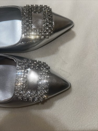 Nine West Pointy Toe Flats Silver Rhinestone sz 7 new | eBay