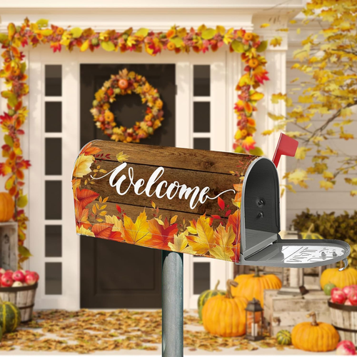 Fall Mailbox Cover Magnetic Thanksgiving Post Box Decor Standard Size ...