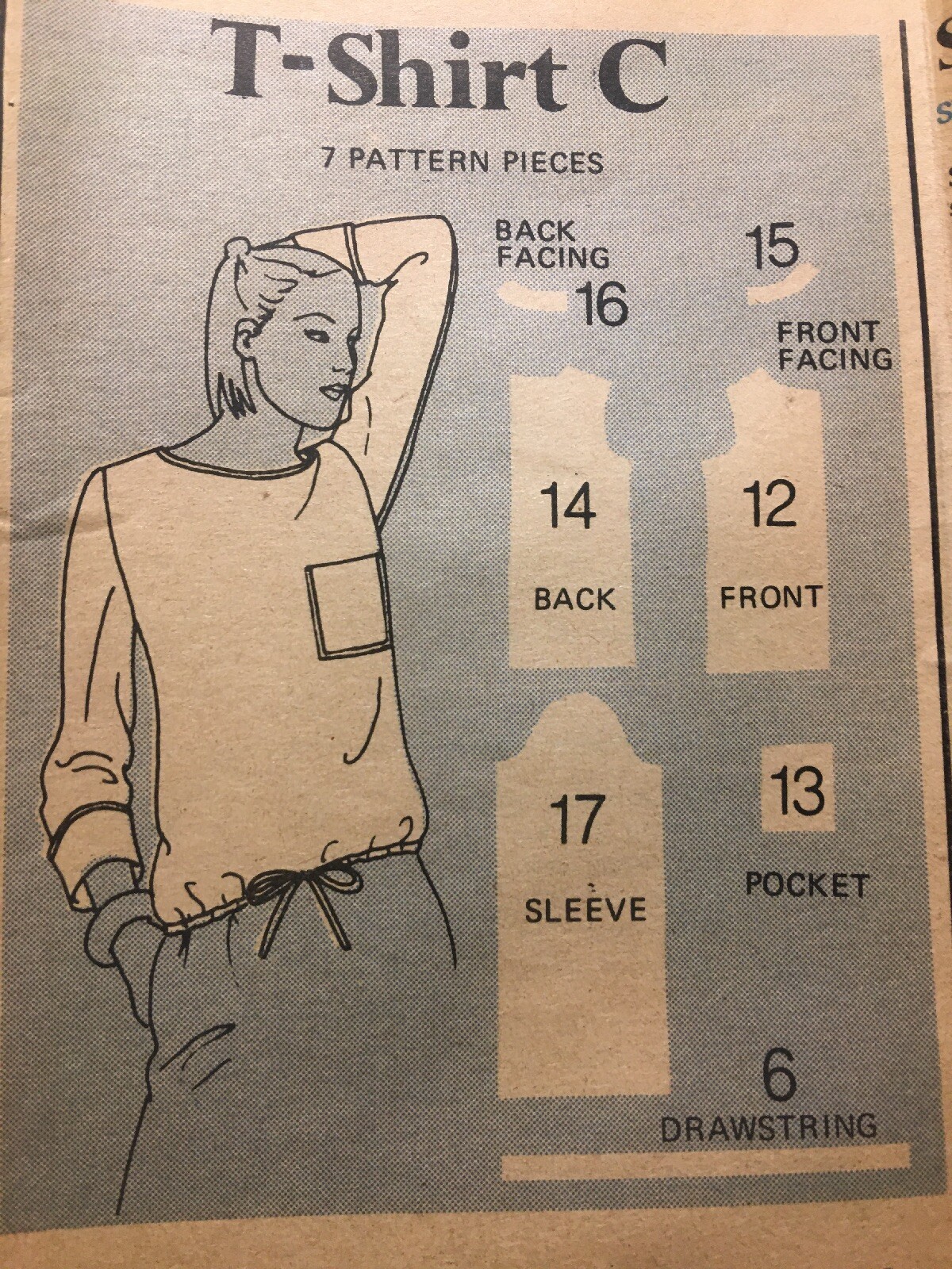 Vintage Butterick 1977 T-shirt Top Sewing Pattern 3 T-shirts- #5500 ...