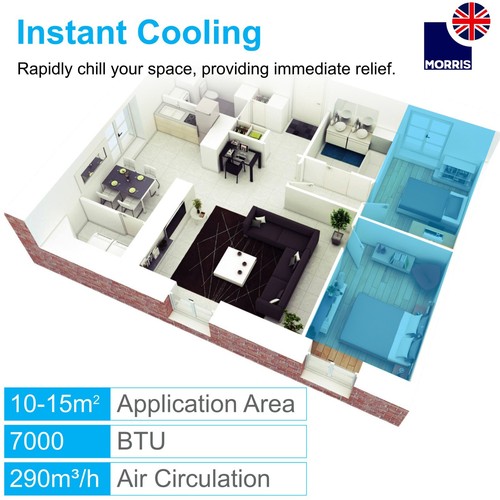 Morris Portable Air Conditioner 7000BTU 24 Hour Timer Fan 3 in 1 ...