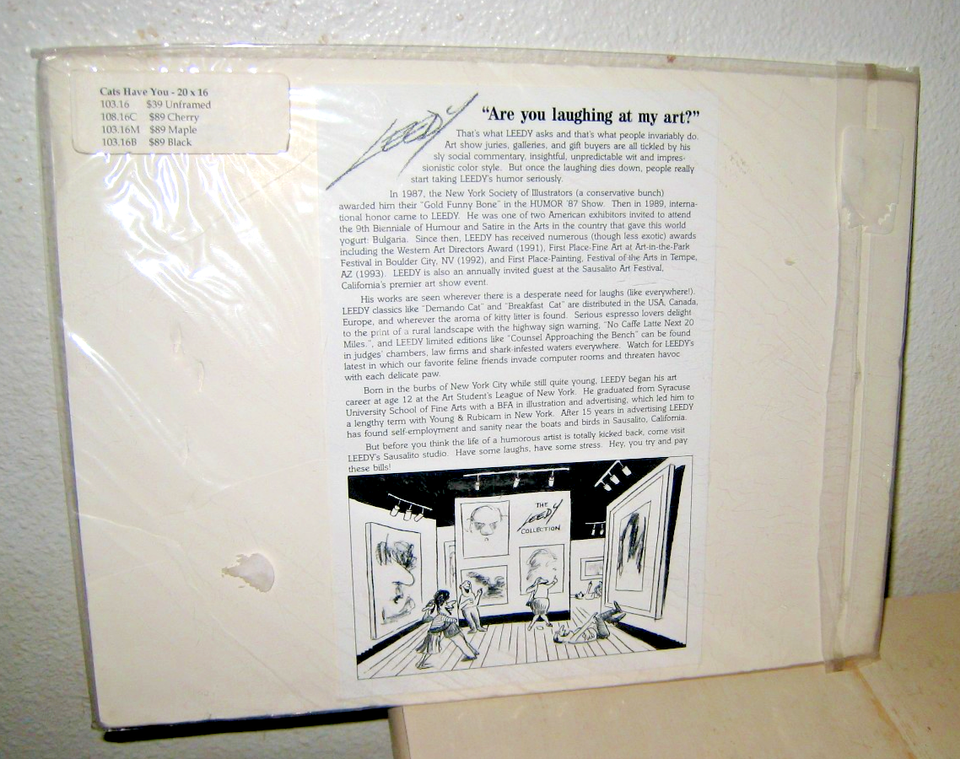 Jeff Leedy Signed Print 1990 - You don't have cats, cats have you Print ...