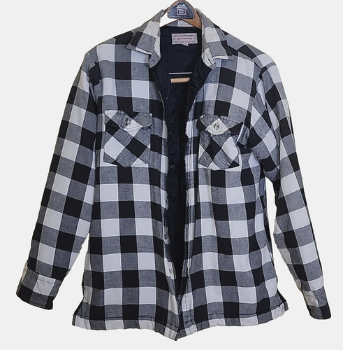 Arrow Sportswear Men's Black and White Buffalo Check Jacket w/Quilted ...