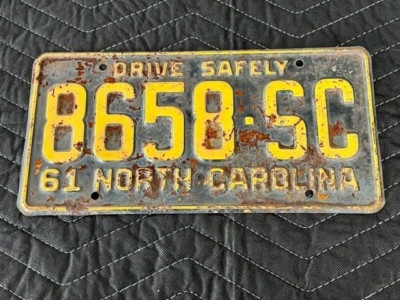 1961 North Carolina License Plate Original Vintage Tag Antique License ...