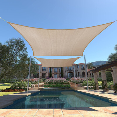 Waterproof Shade Sail Outdoor Rectangle Sun Patio Awning Canopy UV ...
