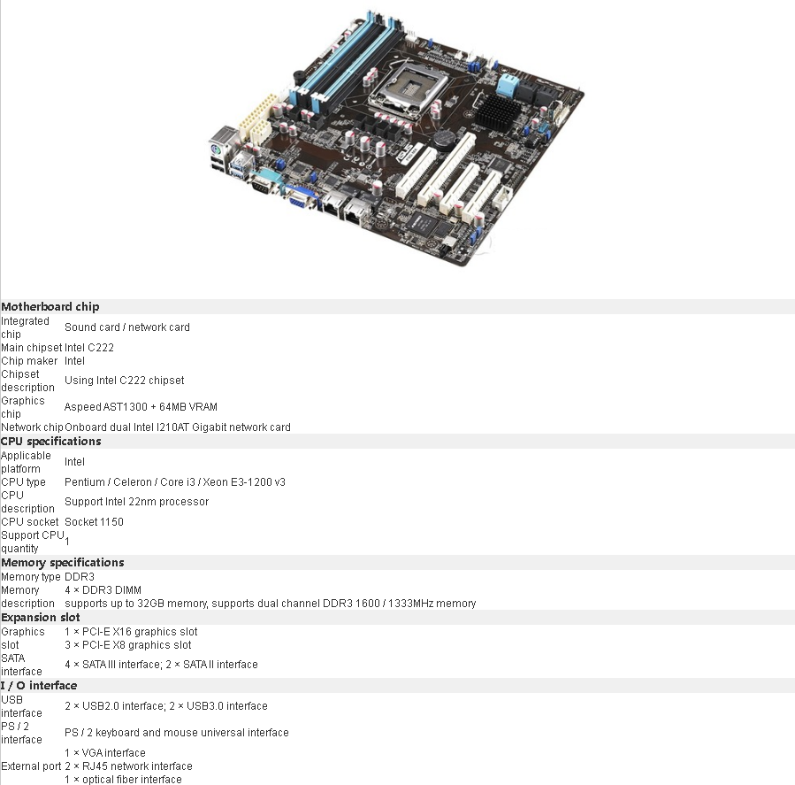For ASUS P9D-MX SATA3 interface LGA1150 Single Server Motherboard DDR3 ...