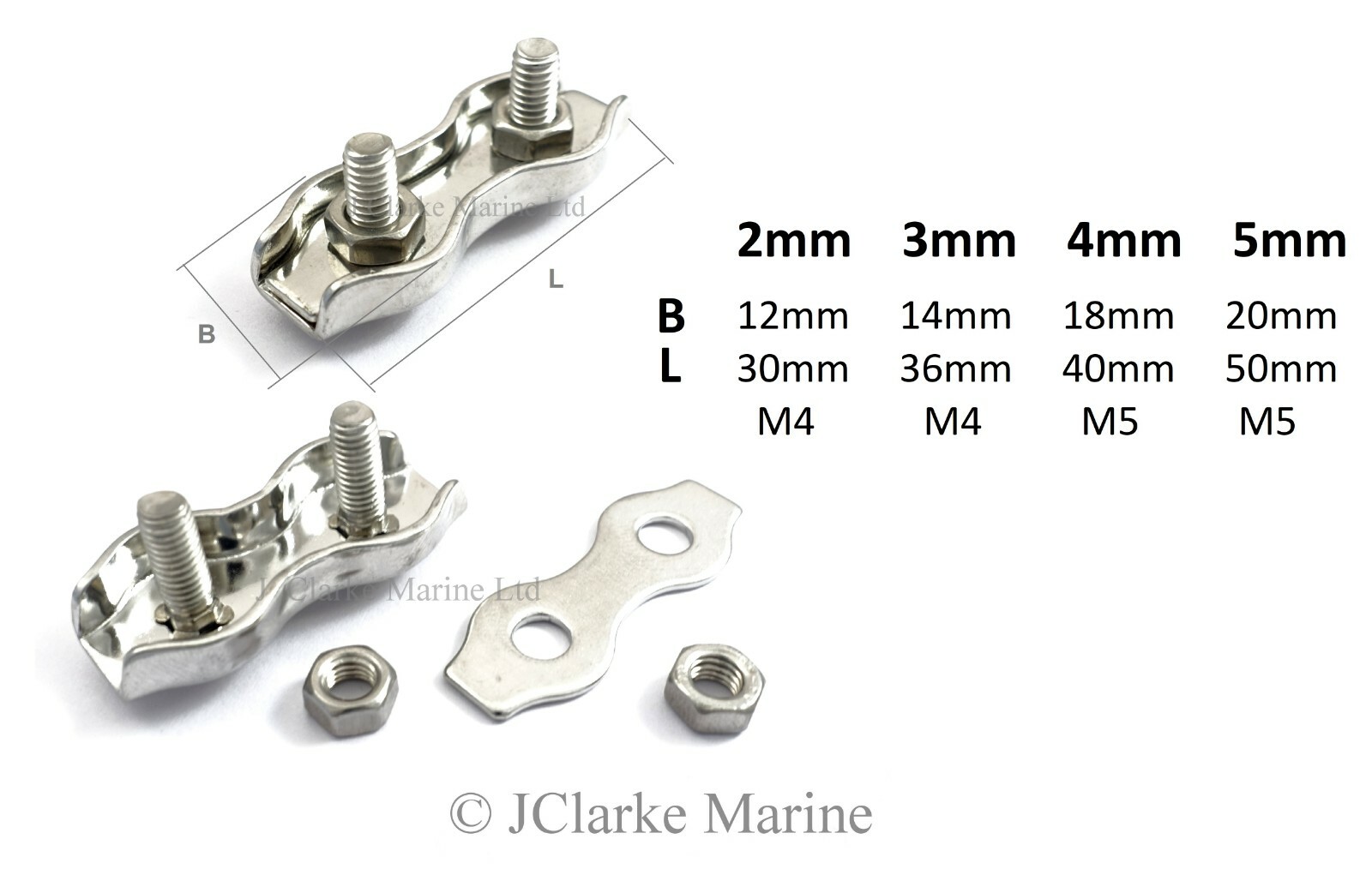 Wire rope clamp thimble simplex duplex 2mm 3mm 4mm 5mm 316 A4 stainless ...