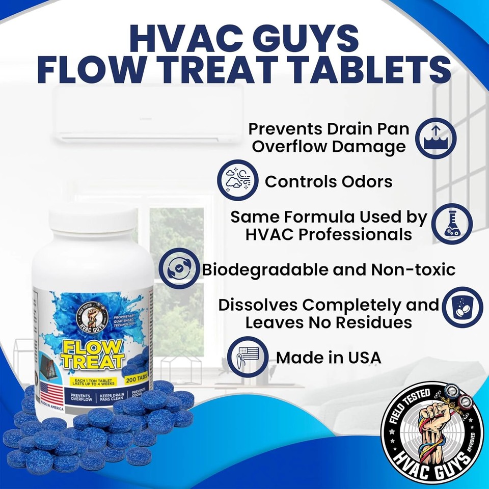 HVAC GUYS – Flow Treat Tabs - 200 Tablets | AC Drain Line Cleaner ...