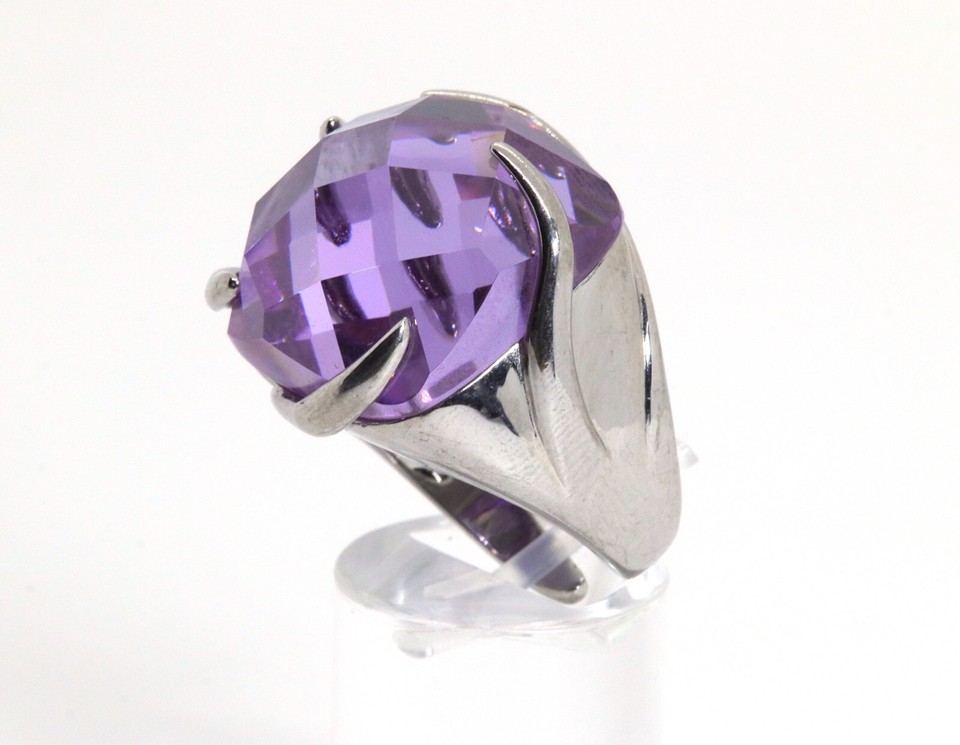 Sterlingsilberring With Large Purple Color Stone, Blumenmuster ...