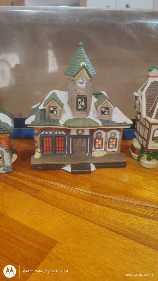 4 Piece Holiday Time Christmas Village Collectibles Read Details. | eBay