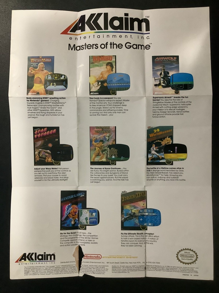 WWF Wrestlemania Acclaim ACL-HN-US NES Nintendo Insert Poster Only | eBay