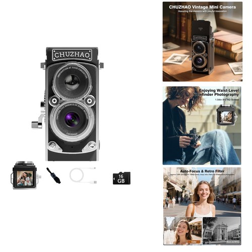 CHUZHAO Vintage Mini Digital Camera Portable TLR Style Retro Point and ...