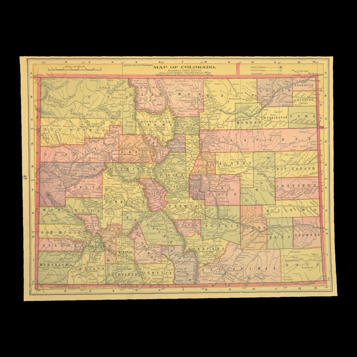 Colorado Map Showing Counties COLORADO STATE ROAD MAP GLOSSY POSTER