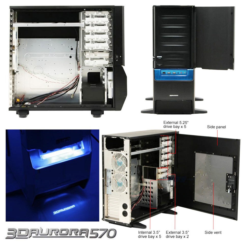 GIGABYTE 3D Aurora 570 GZ-FA1CA-ASS Aluminum Full Tower Gaming Computer ...