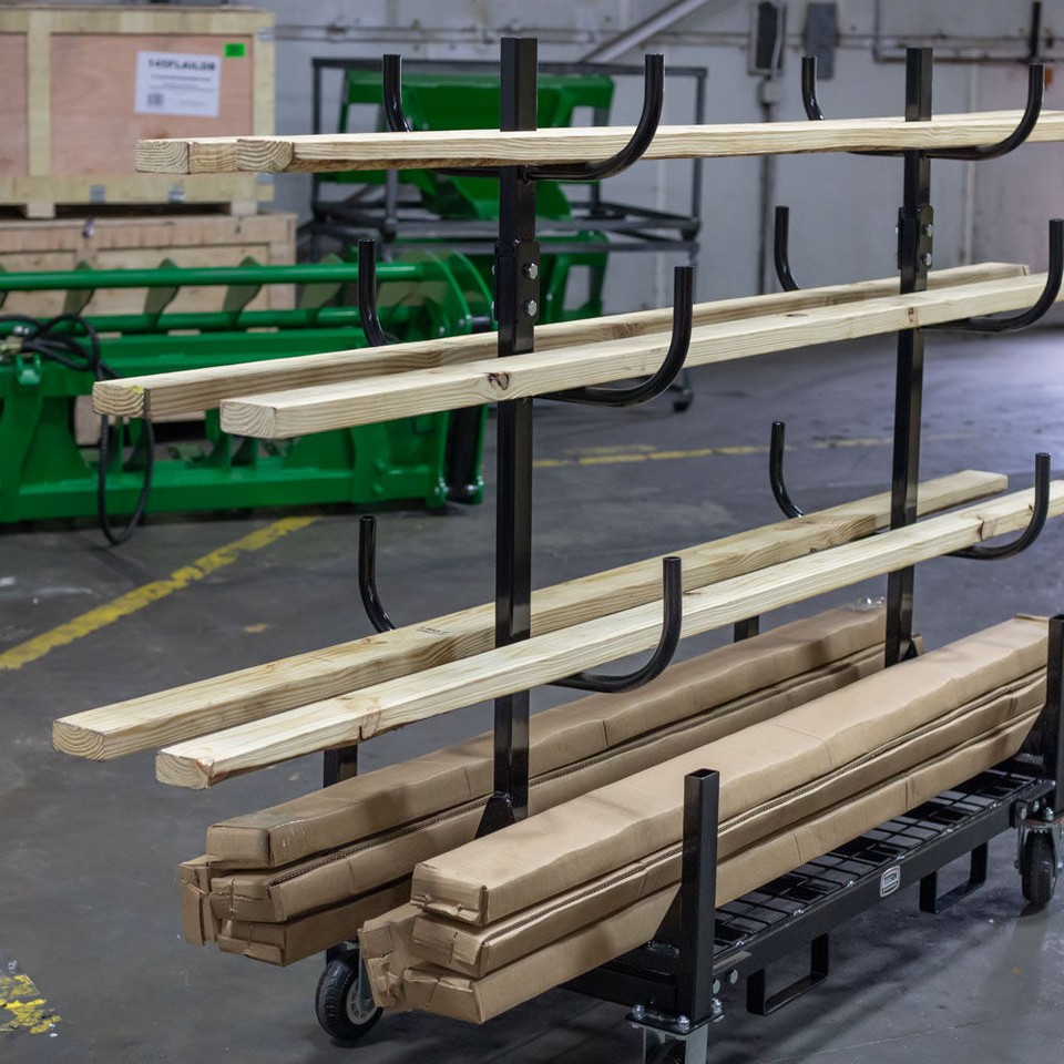 Titan Attachments Mobile Conduit Lumber and Pipe Rack with Eight Bins ...