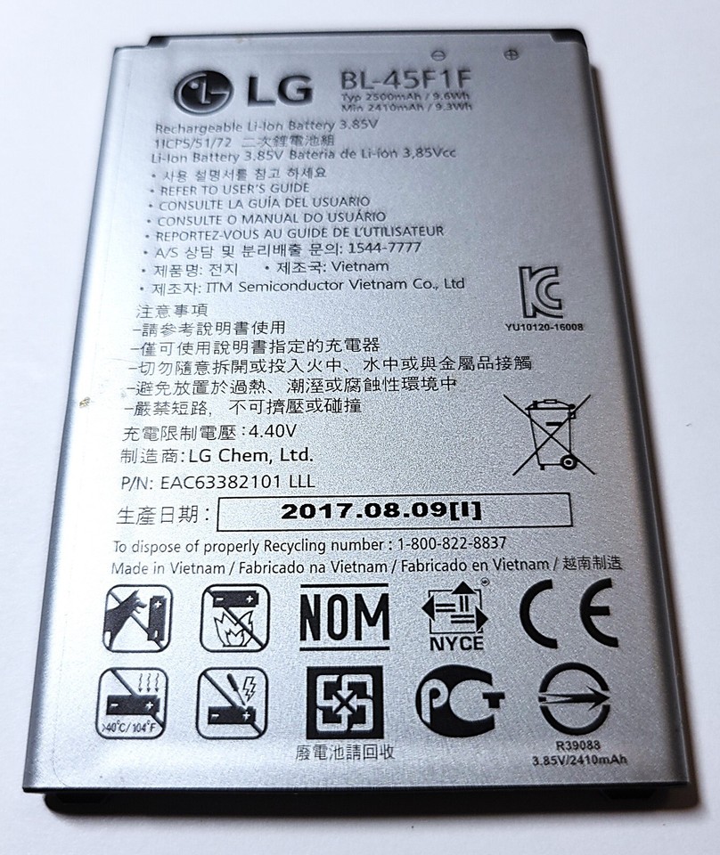 OEM LG BL-45F1F 2500mAh BATTERY for LG Phoenix 3/4, Aristo, Rebel, K4 ...