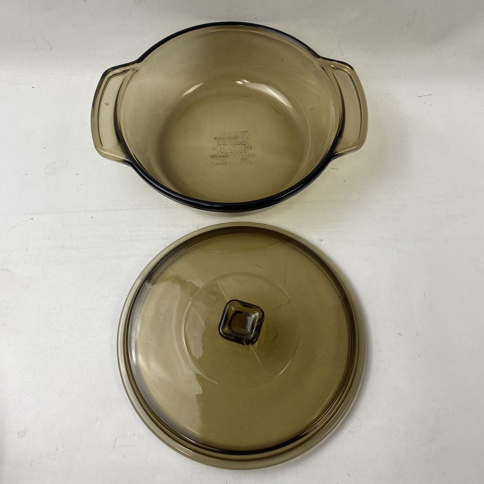 Anchor Ovenware 1.5 Quart Casserole Dish with Lid Amber Color Pre-Owned ...