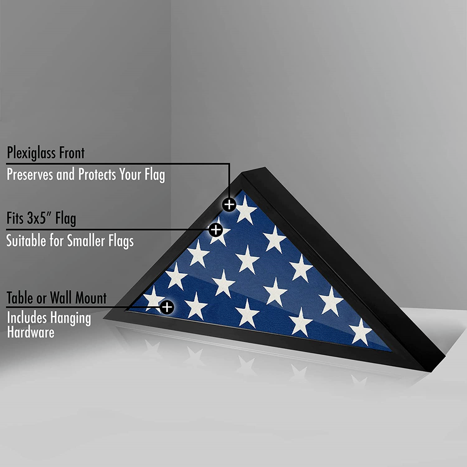 USA AMERICAN US FOLDED MEMORIAL FLAG TRIANGLE DISPLAY CASE BOX BURIAL ...