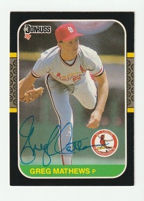 Greg Mathews Signed 1987 Donruss Card Auto St. Louis Cardinals ...