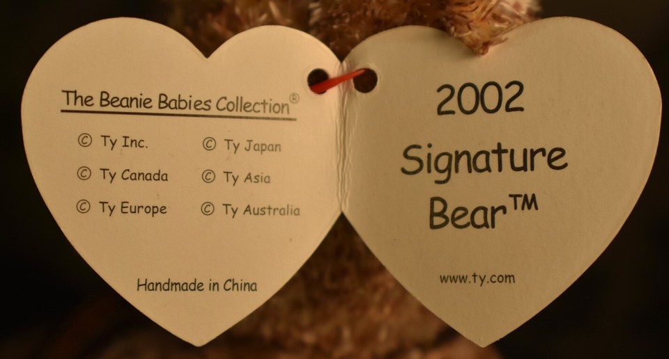 TY Beanie Babies "2002 Signature Bear " 8" Heathered Brown MWMT's | eBay