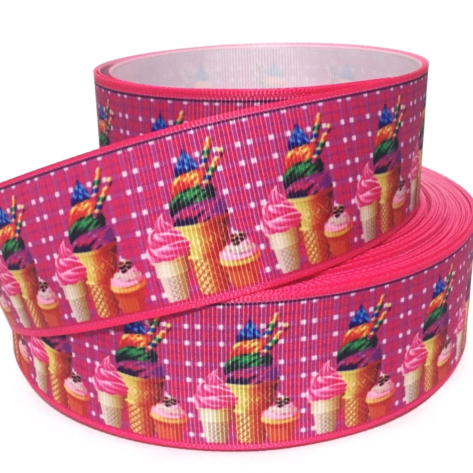 GROSGRAIN RIBBON 7/8" & 1.5" Ice Cream Cone - Desse - BULK 1,3,5 YARDS ...