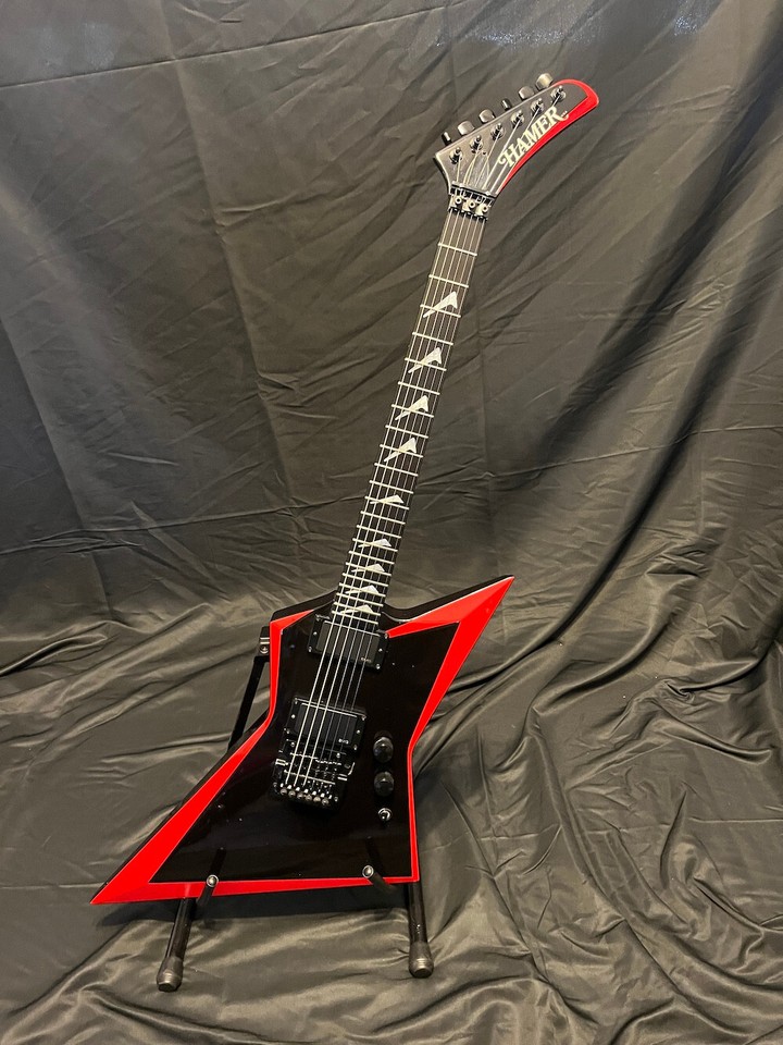 1985 Hamer USA Scepter Guitar Boomerang Inlays Black & Red W/OHSC | eBay