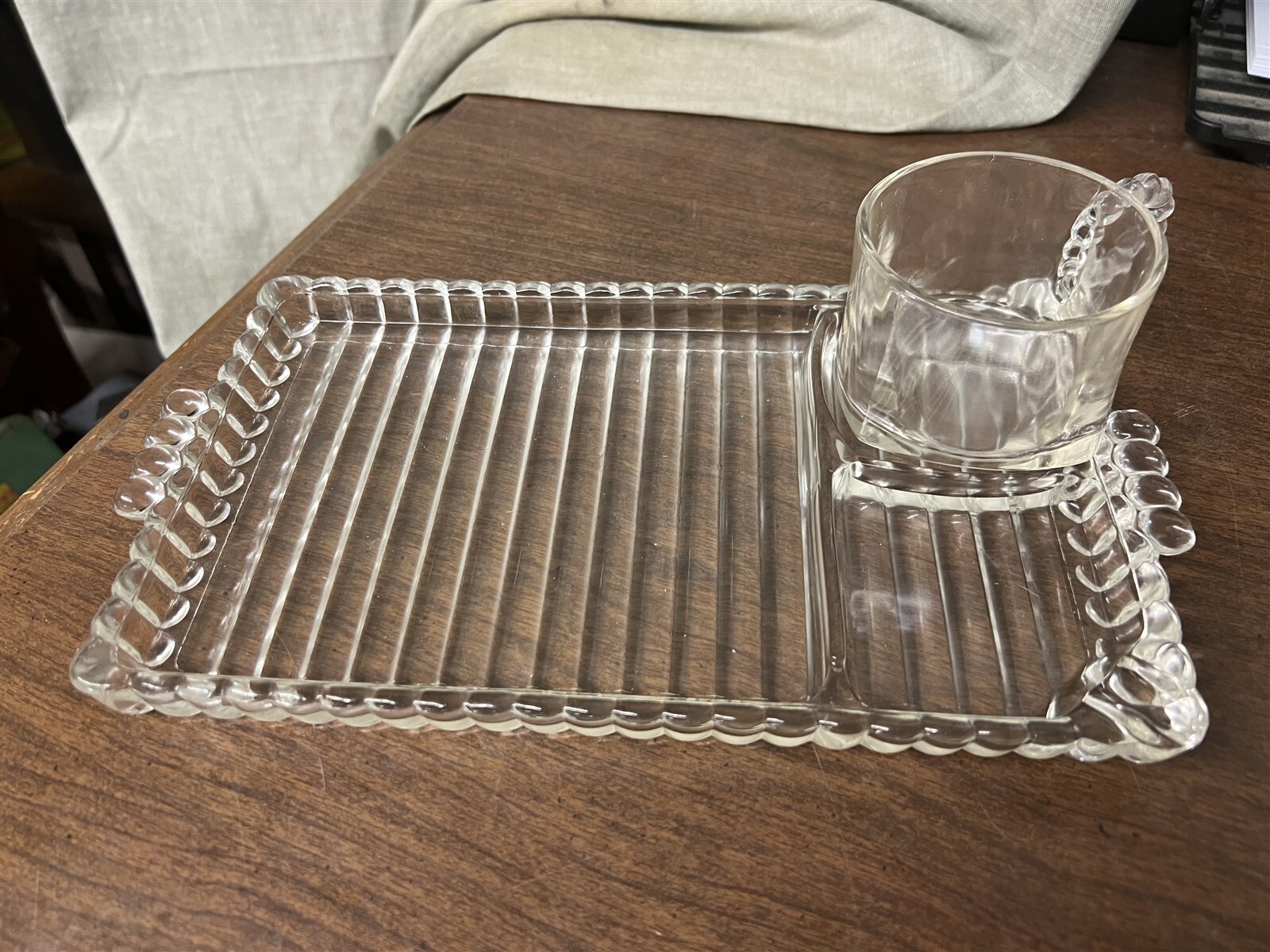 4 Sets of Vintage Hazel Atlas Ball & Rib Snack Sip N' Smoke Trays ...
