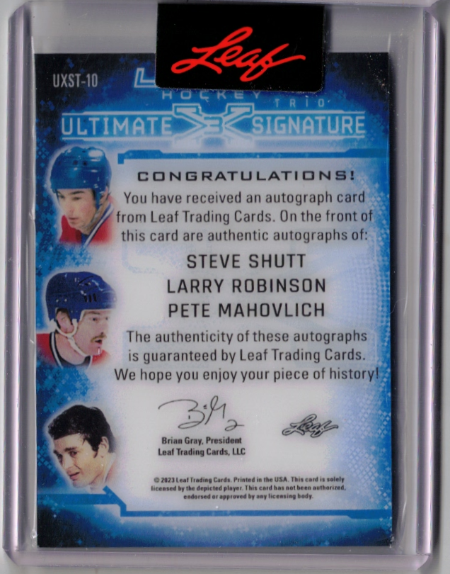 SHUTT LARRY ROBINSON MAHOVLICH 23/24 Leaf Ultimate Signature Autograph ...