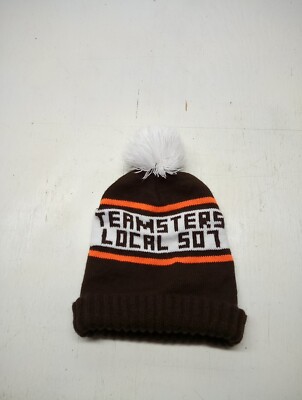 Teamster Local 507 Pom Beanie Hat Cap Brown Skateboard Snowboard ...