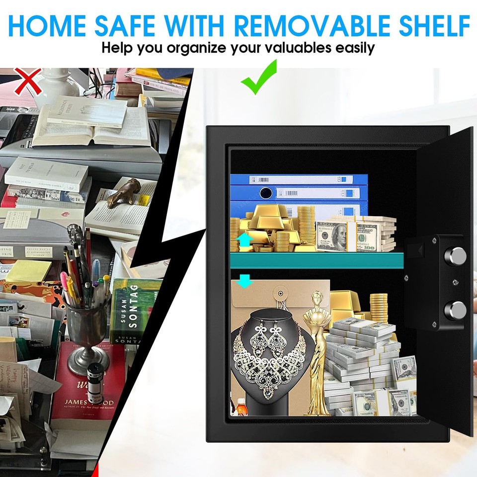 2.8 Cuft Large Fire Proof Safe for Home Documents, Digital Security Box ...