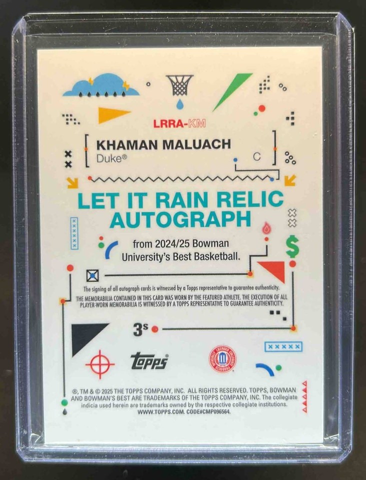 2024-25 Bowman's Best U Khaman Maluach Let It Rain Patch Auto Gold ...