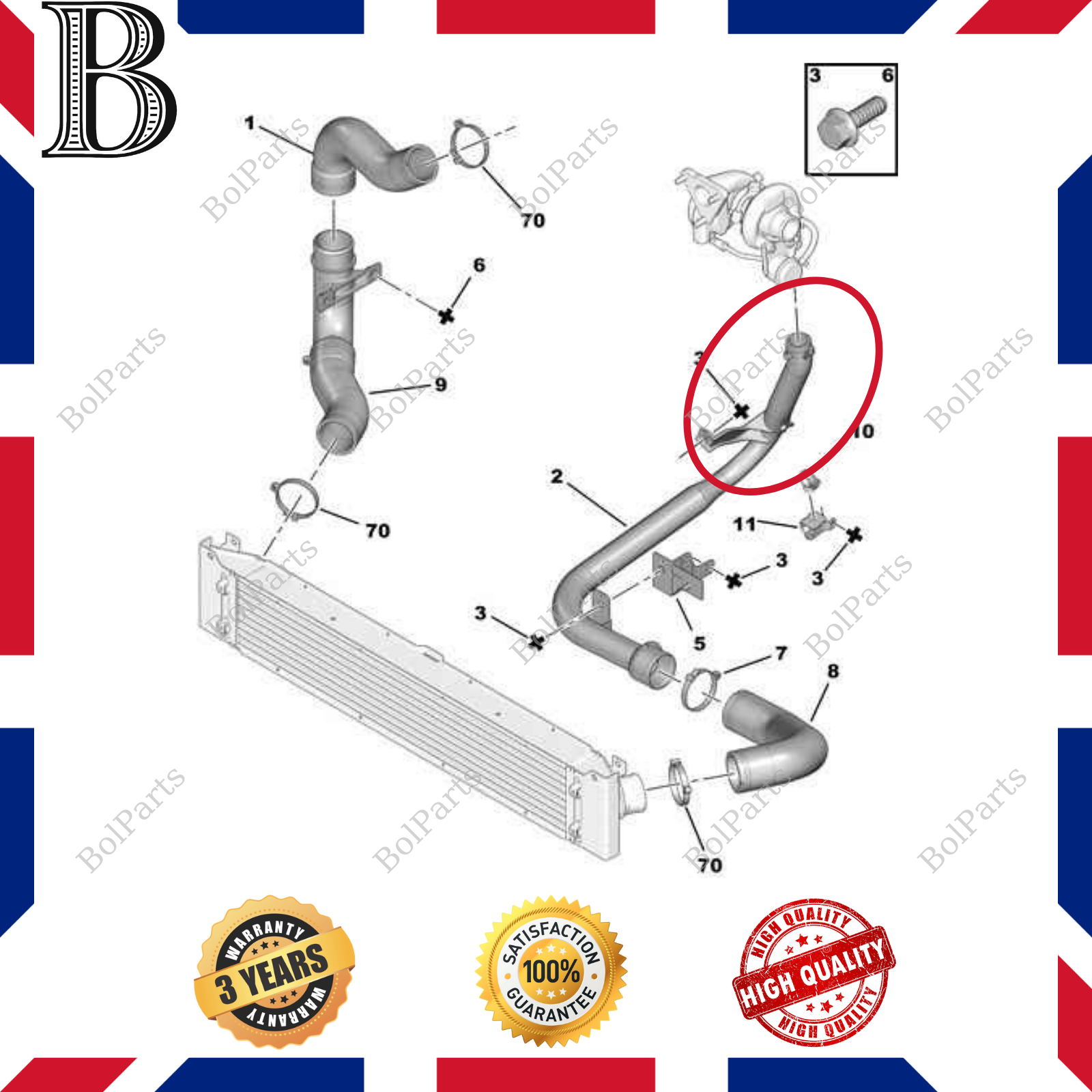Intercooler Hose Pipe Set for Peugeot BOXER CITROEN RELAY FIAT DUCATO ...