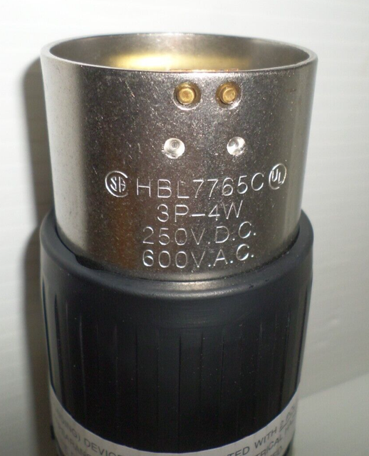 Hubbell HBL7765C 50A 250VDC/600VAC 3-Pole Male Insulgrip Plug for sale ...