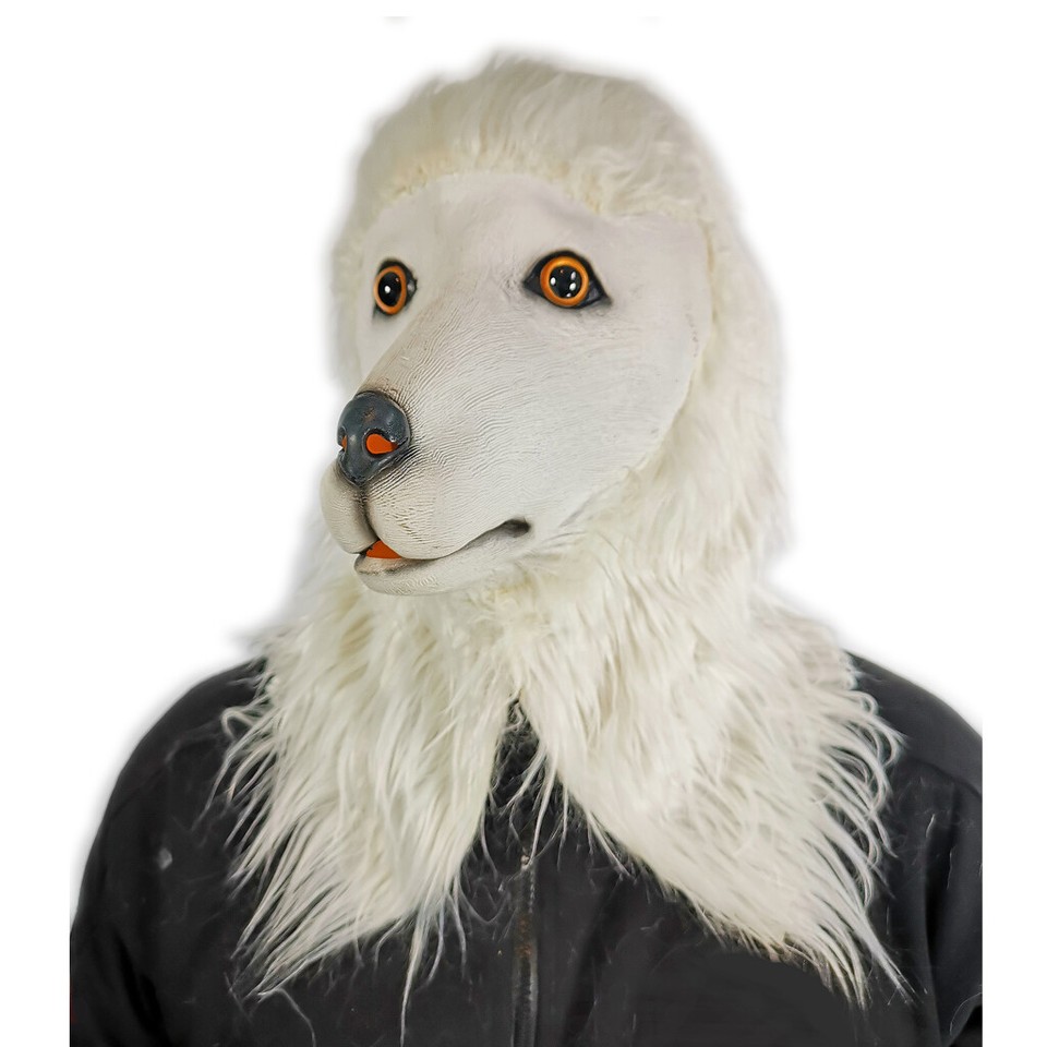 White Poodle Mask & Gloves Fursuit French Dog Full head Animal Costume ...