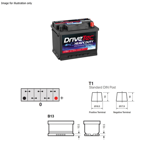 DriveTec Battery DM027 12V 62Ah 540A B13 For Nissan NV200 / Evalia 1.5 ...