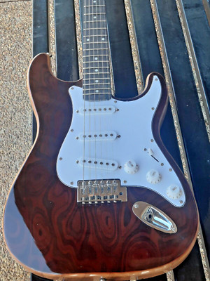 6 STRING STRAT STYLE CUSTOM MADE SOLID NATURAL BURL MAPLE ELECTRIC ...