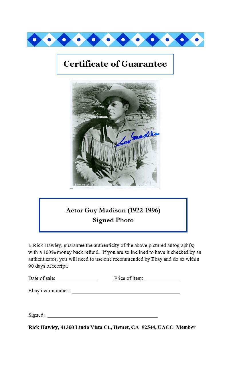 Guy Madison Autograph Actor In The Adventures Of Wild Bill Hickok ...