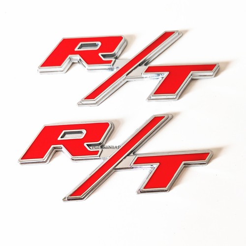 2X OEM For RT Emblems Side Fender R/T Black Red Nameplate Badge Car ...