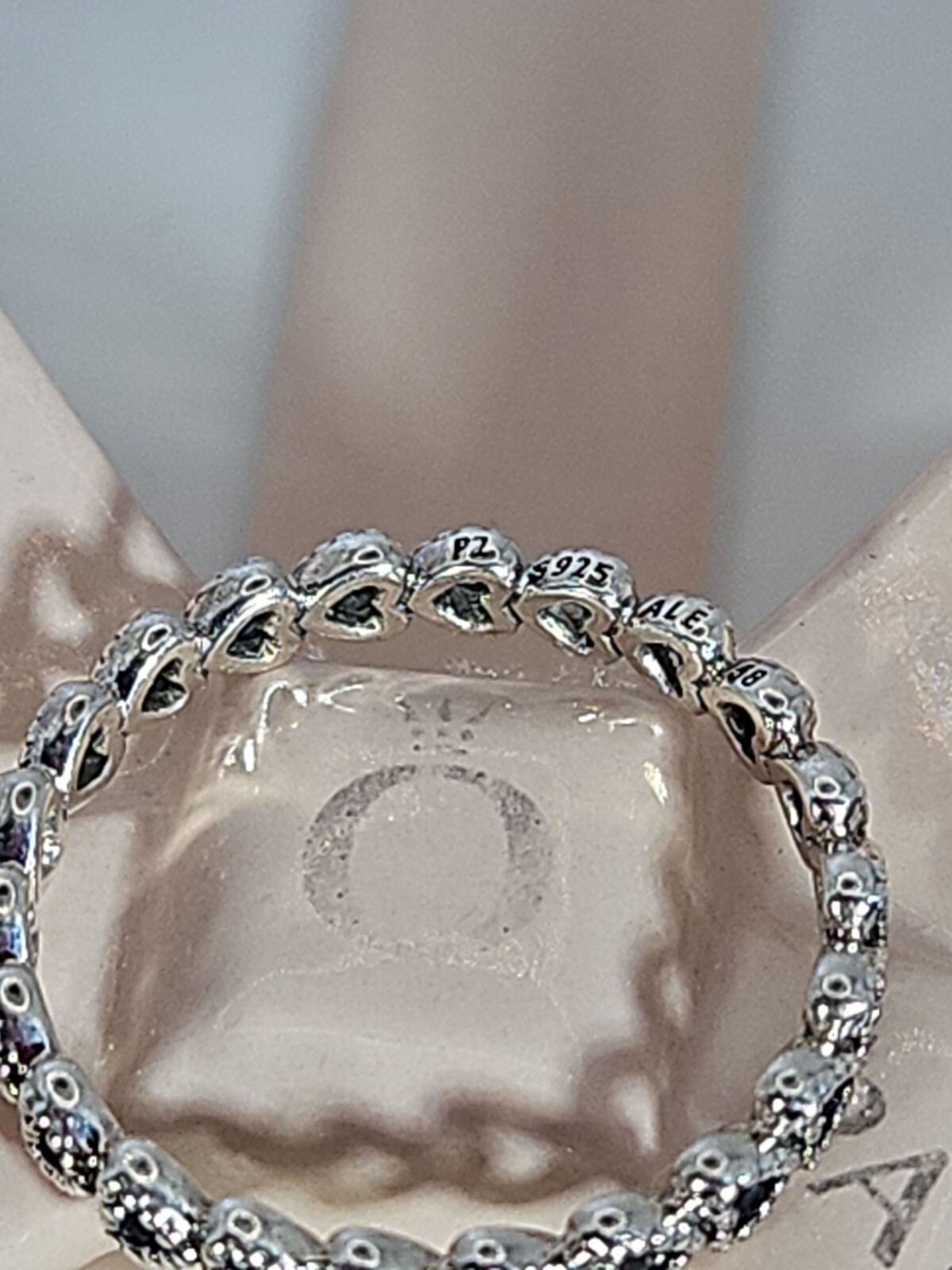 Authentic Pandora Sterling Silver BAND OF HEARTS Ring Sz. 8.5/58 ...