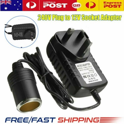 AU 240V Mains Plug to 12V Socket Adapter Car Cigarette Lighter Power ...